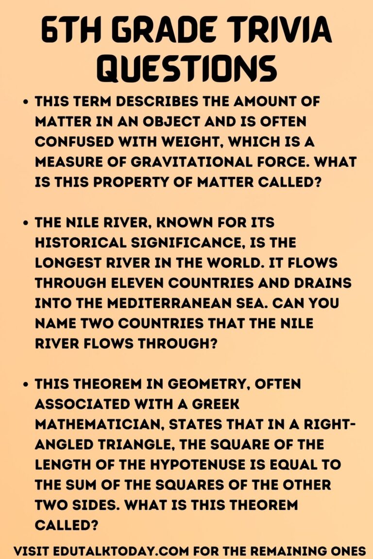 36 6th Grade Trivia Questions - EduTalkToday