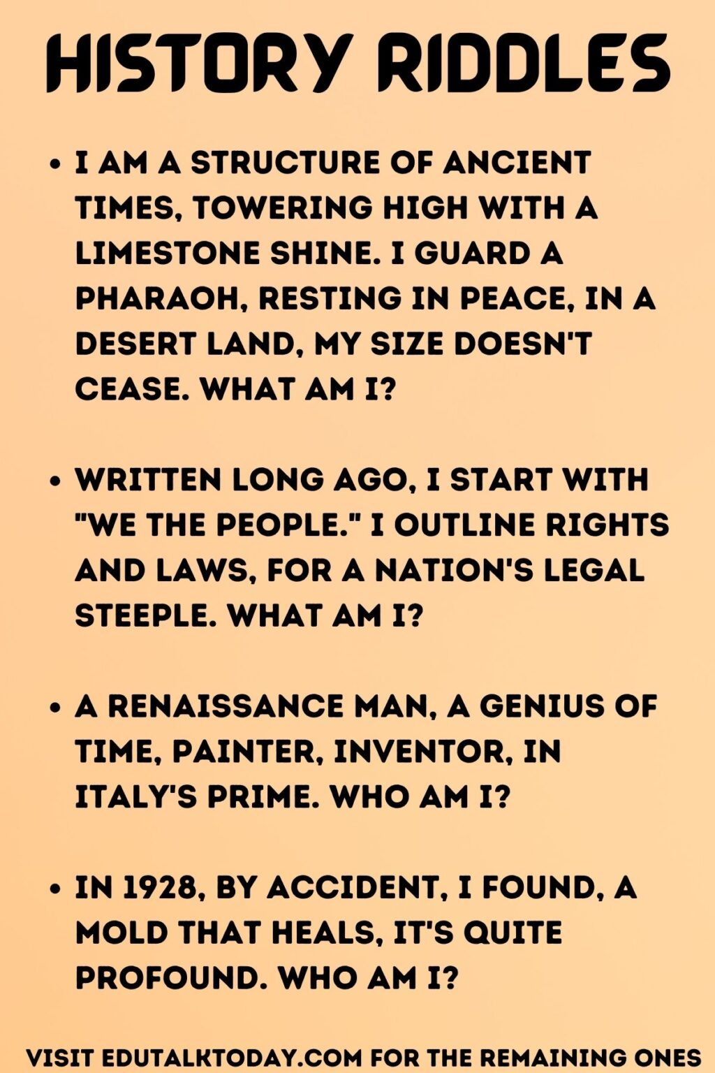 49 History Riddles with Answers - EduTalkToday