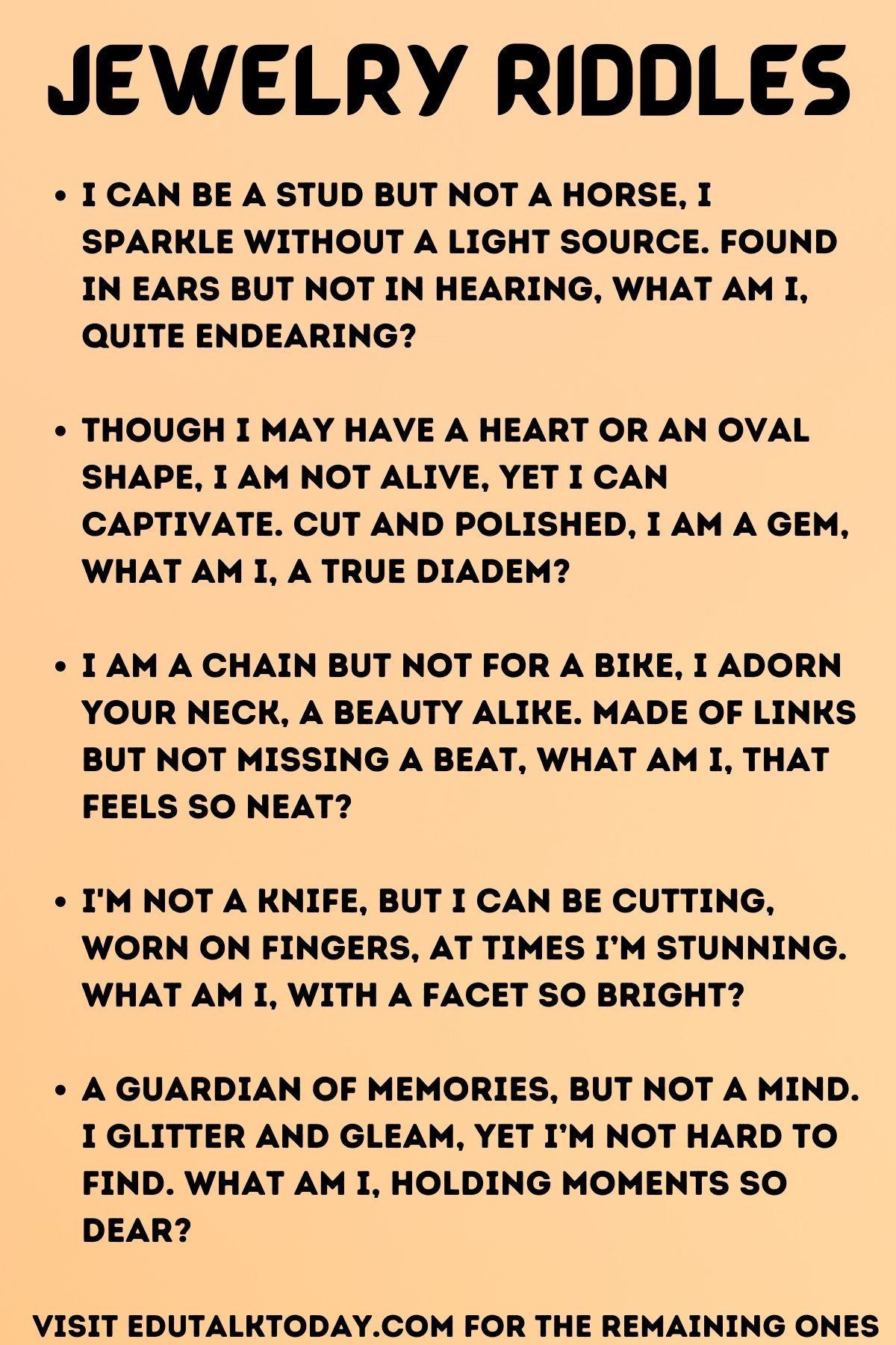 47 Jewelry Riddles - EduTalkToday