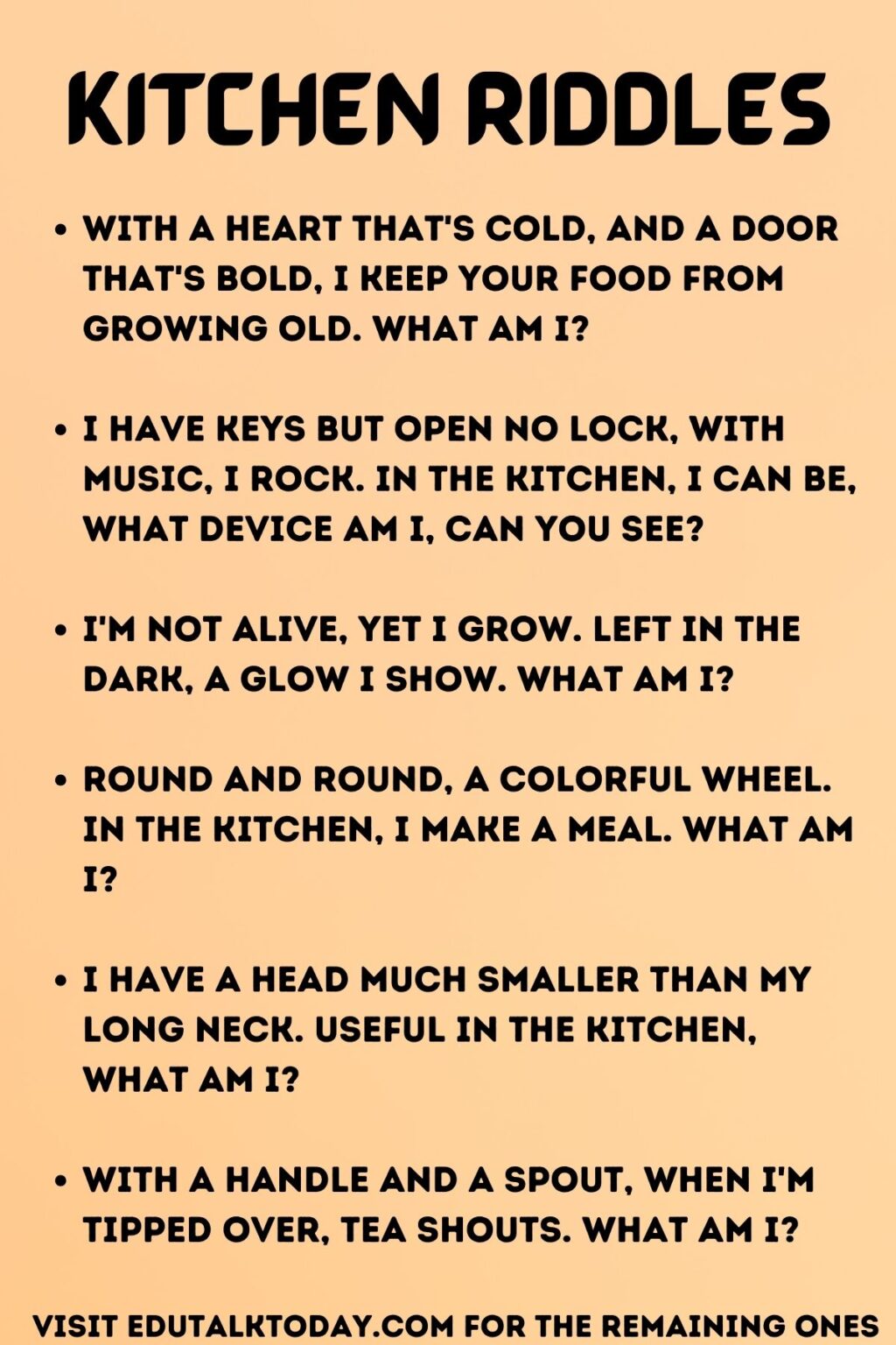 33 Kitchen Riddles - EduTalkToday