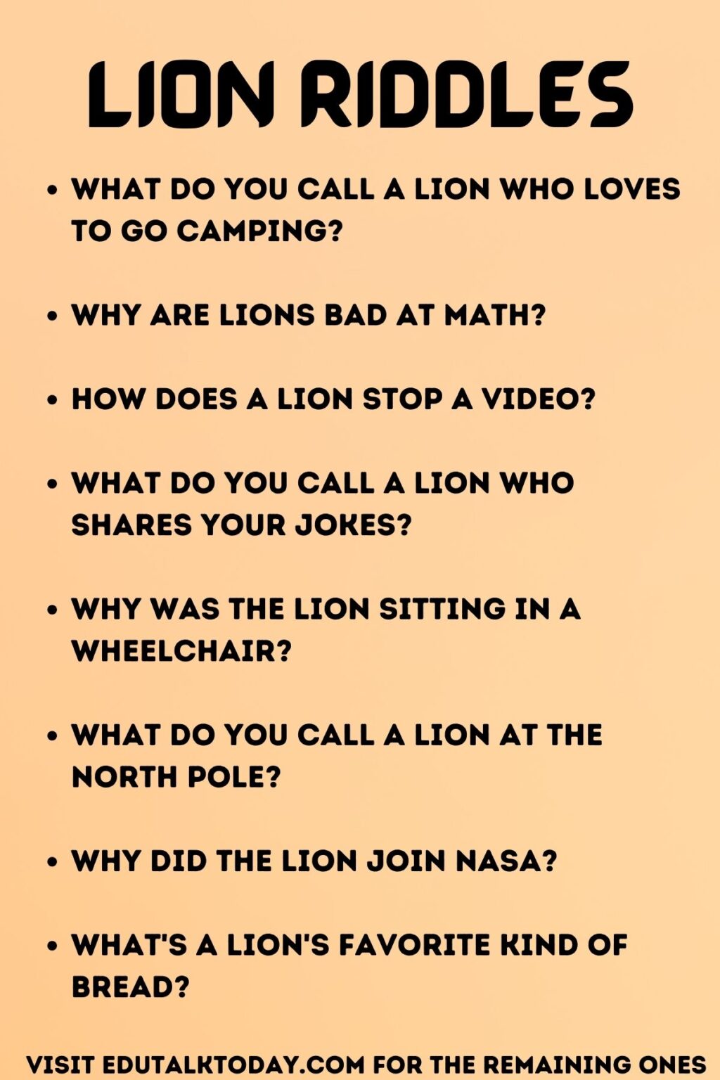 55 Lion Riddles - EduTalkToday