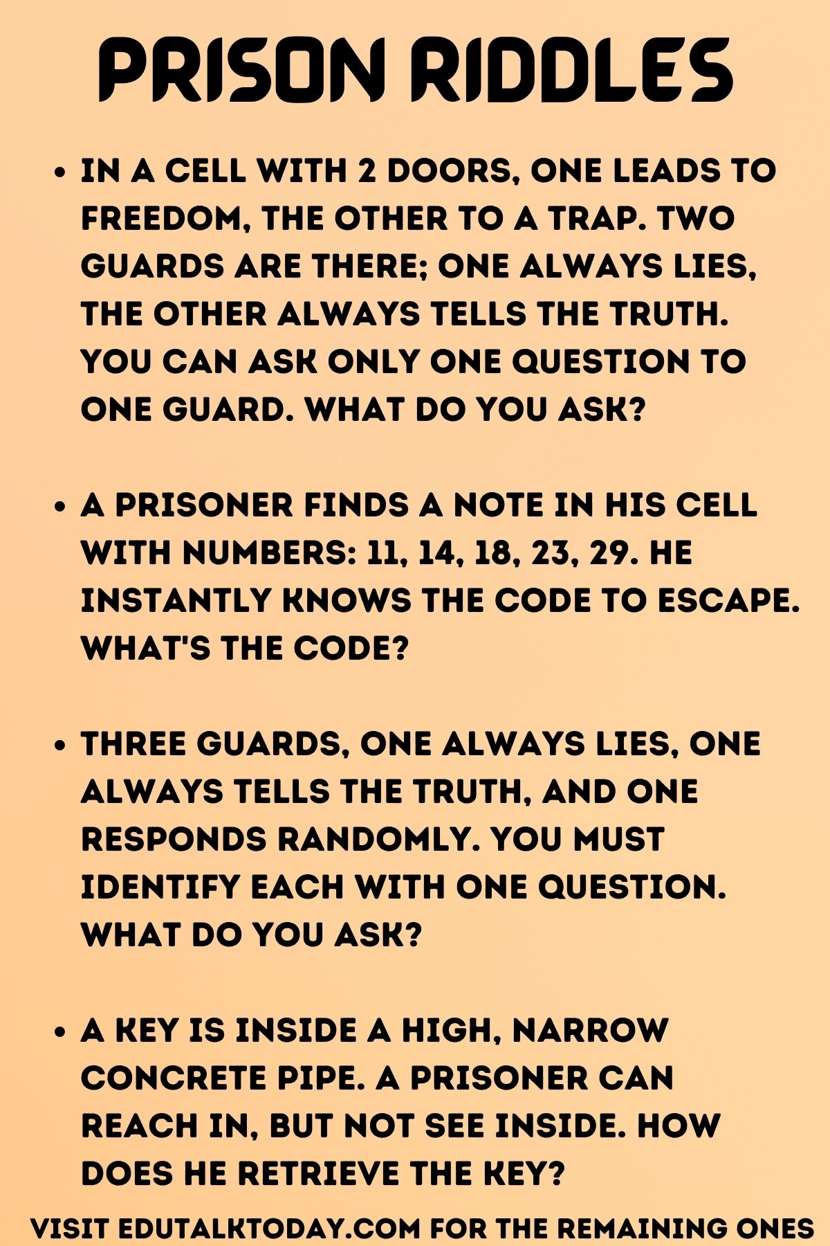 30 Prison Riddles - EduTalkToday