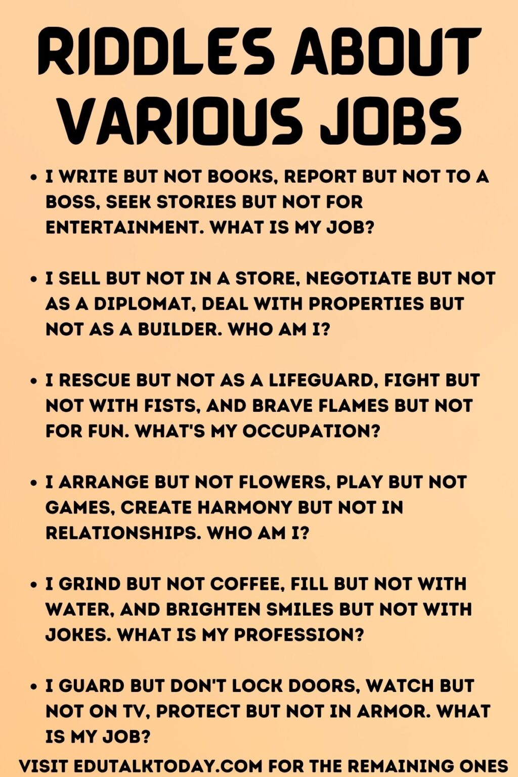 46 Riddles about Jobs and Occupations - EduTalkToday