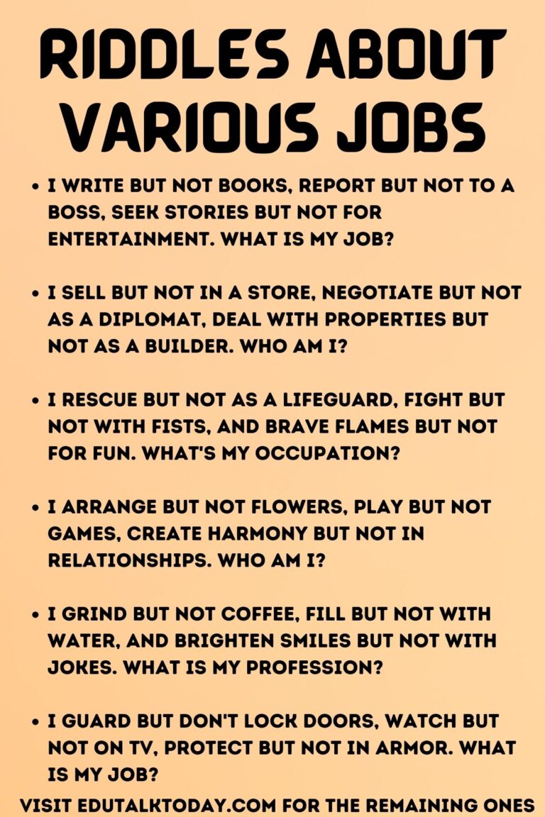 46 Riddles about Jobs and Occupations - EduTalkToday