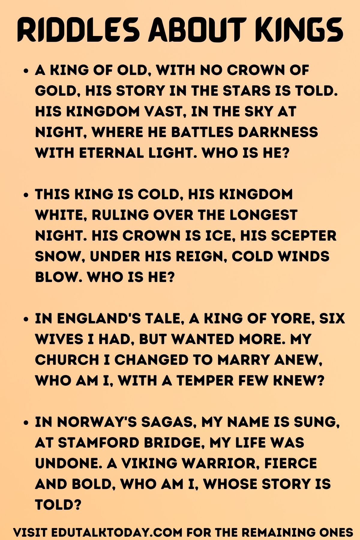 40 Riddles About Kings - EduTalkToday