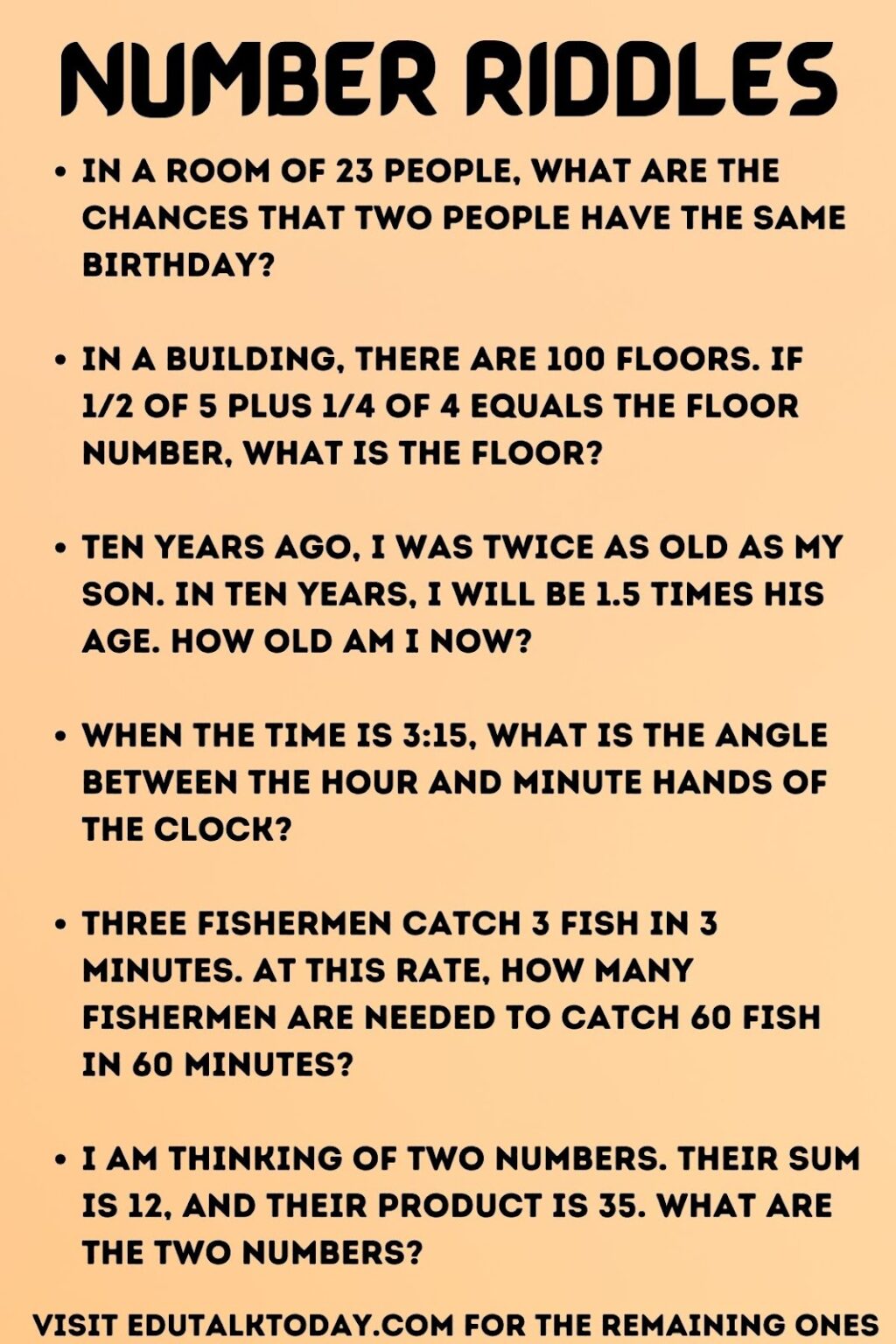 28 Number Riddles - EduTalkToday