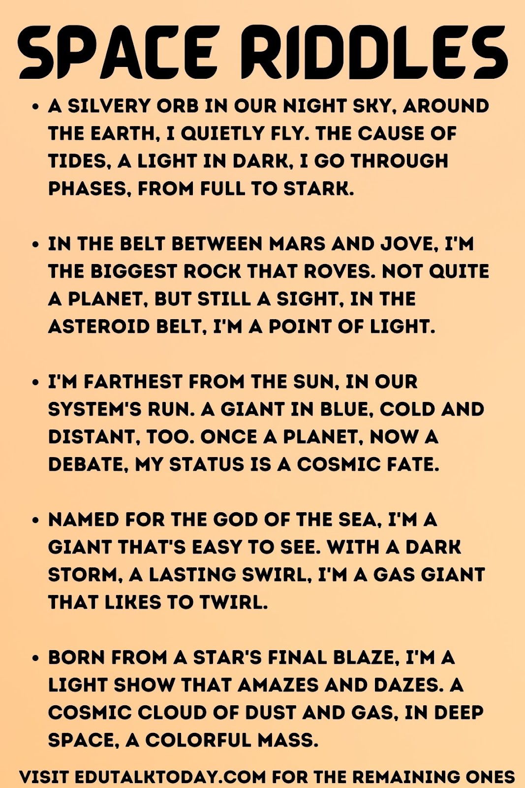 45 Space Riddles - EduTalkToday