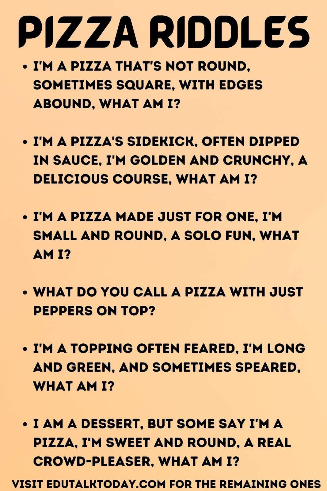 45 Pizza Riddles - EduTalkToday