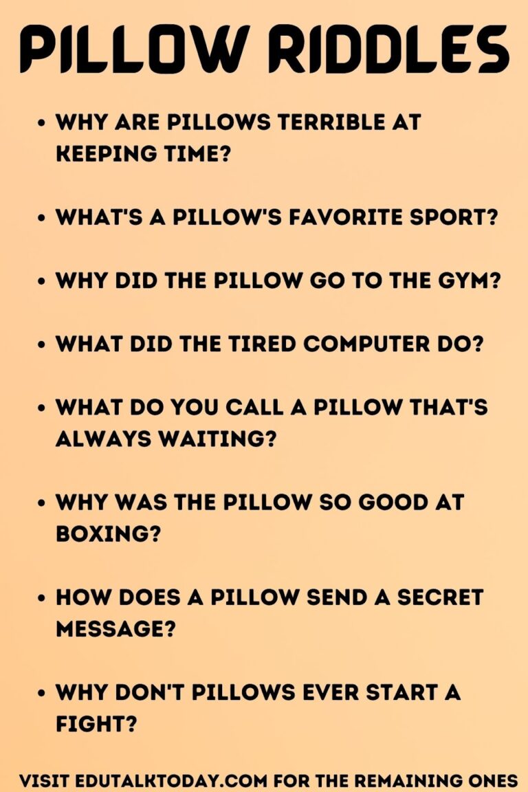 45 Pillow Riddles - EduTalkToday
