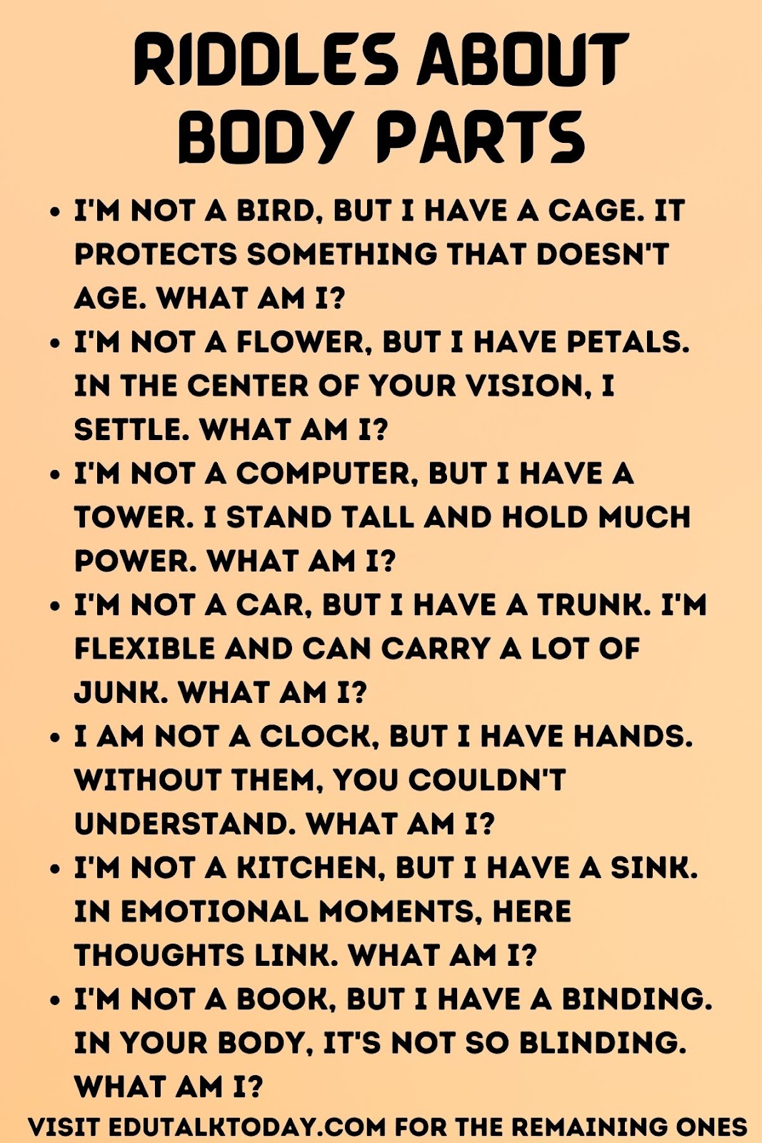 56 Body Riddles - EduTalkToday