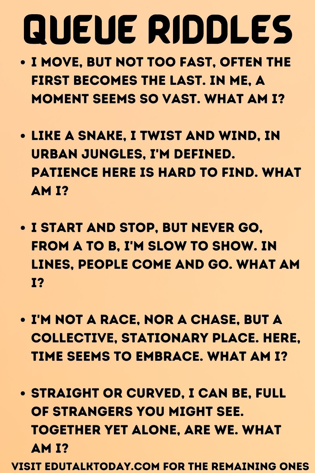 28 Queue Riddles - EduTalkToday