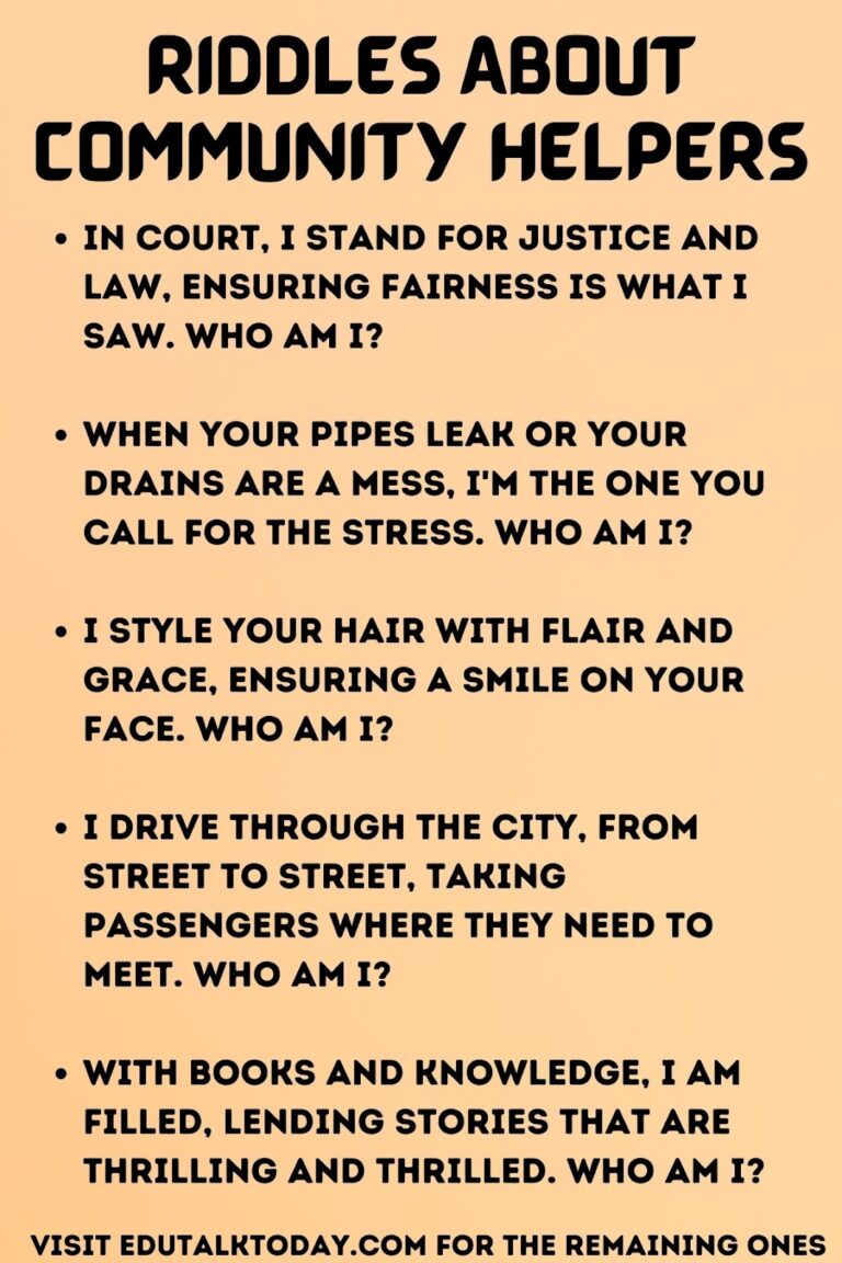 41 Riddles about Community Helpers - EduTalkToday