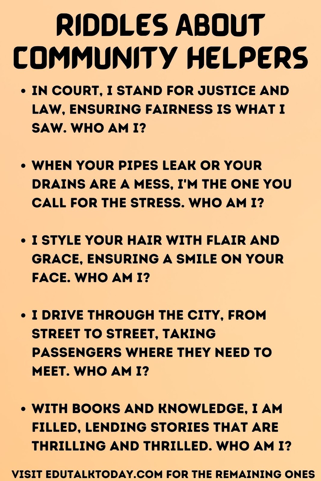 41 Riddles about Community Helpers - EduTalkToday
