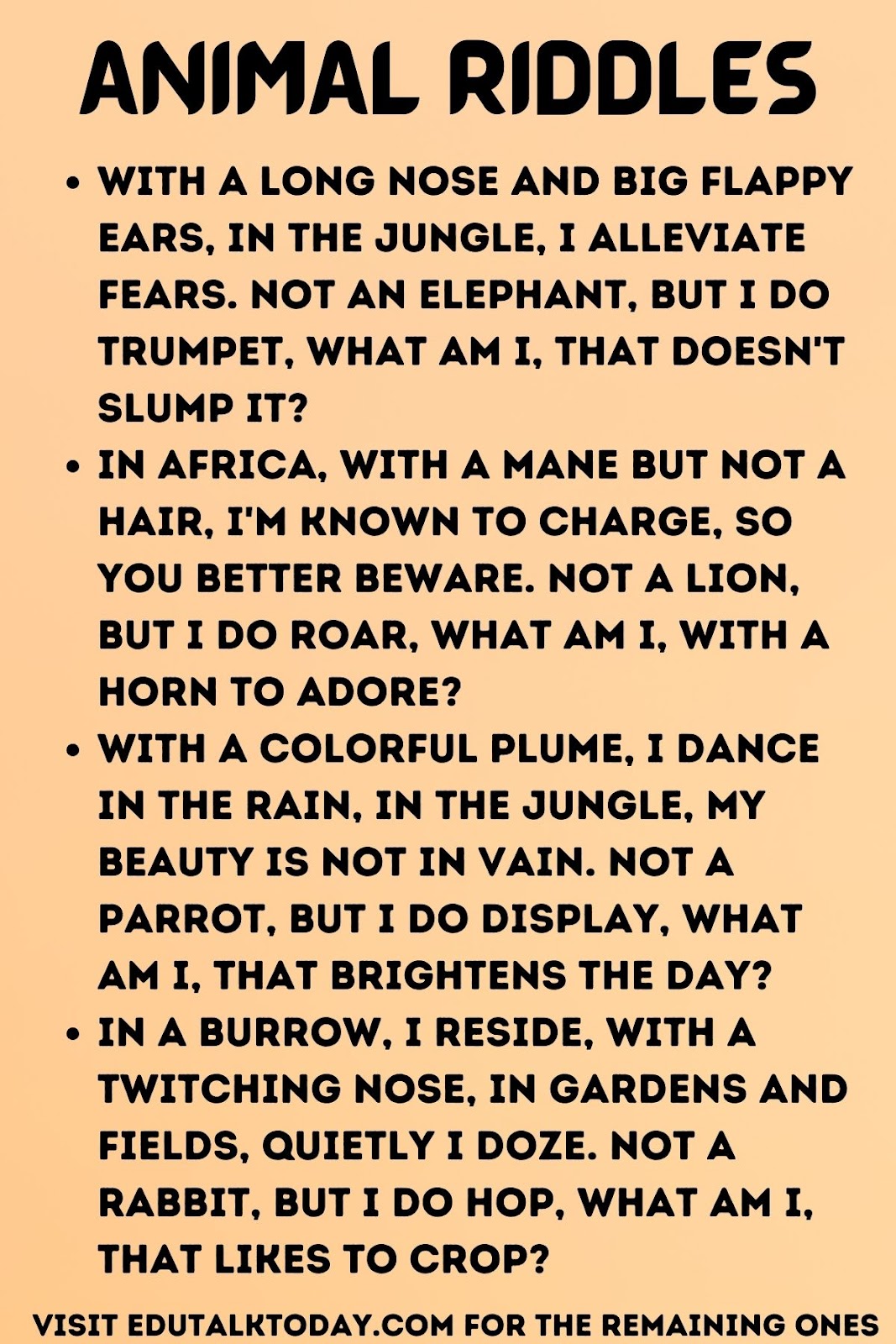 53 Animal Riddles - EduTalkToday