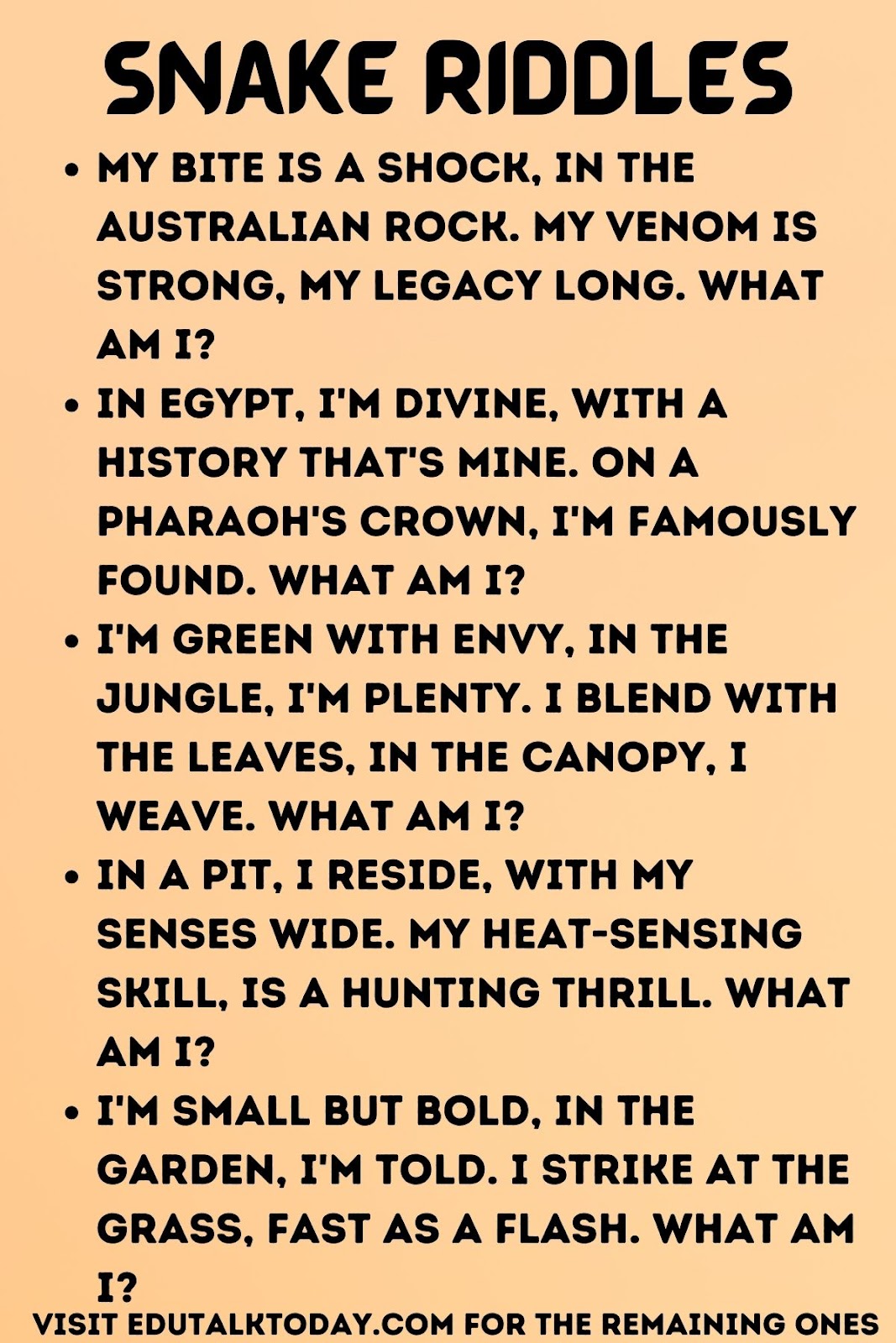 42 Snake Riddles - EduTalkToday
