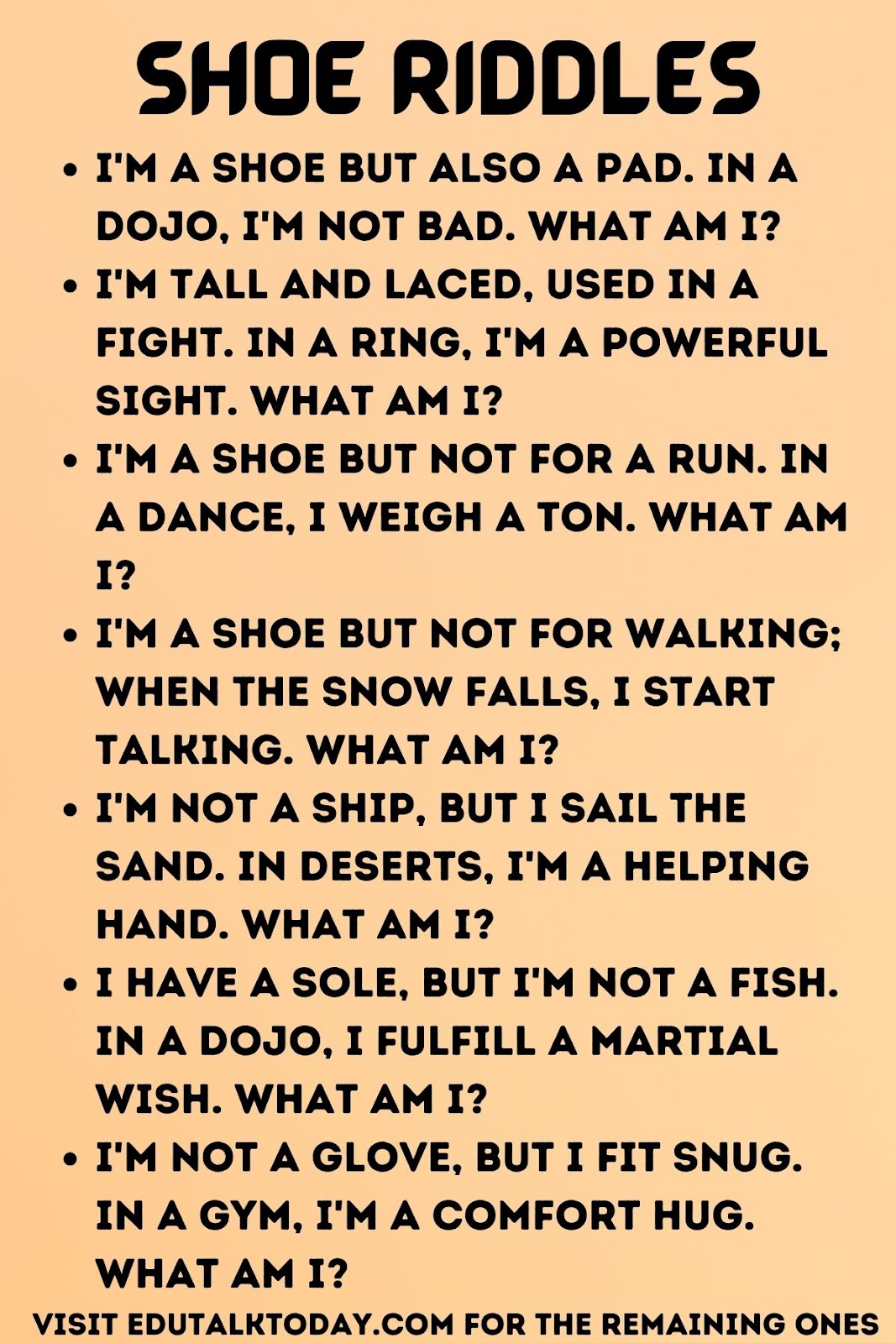 50 Shoe Riddles - EduTalkToday