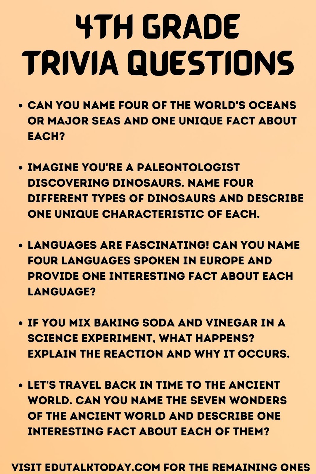 36 4th Grade Trivia Questions - EduTalkToday