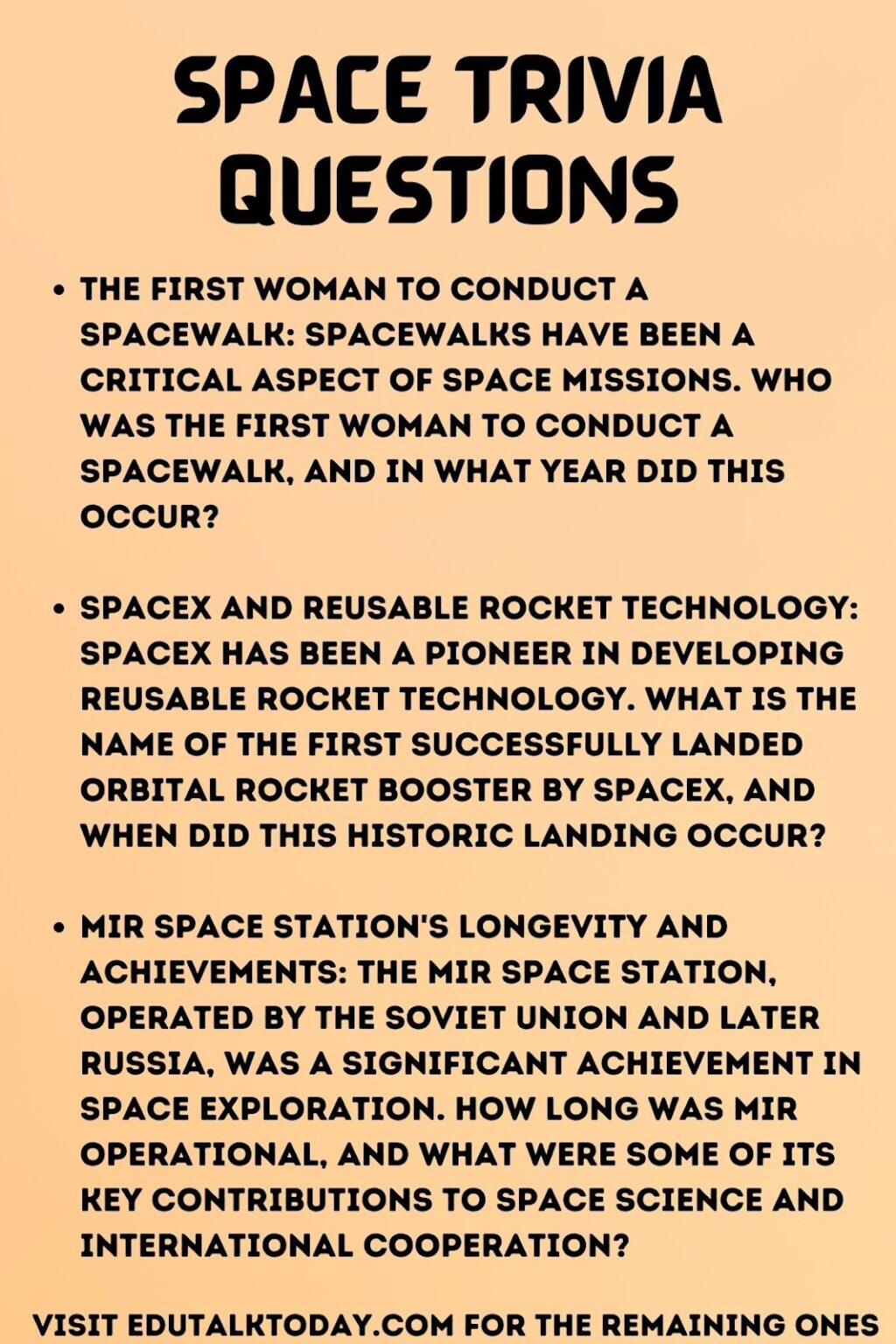 33 Space Trivia Questions - EduTalkToday