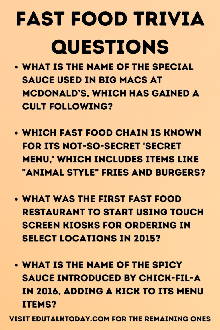39 Fast Food Trivia Questions - EduTalkToday