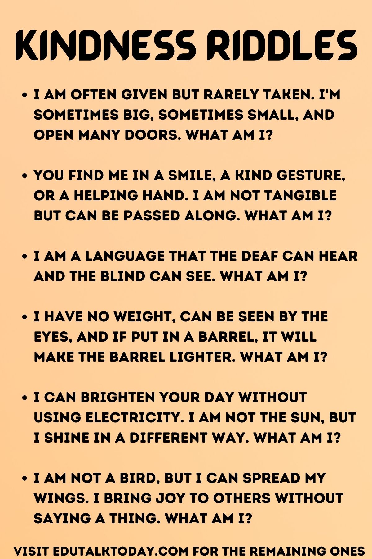 25 Riddles About Kindness - EduTalkToday