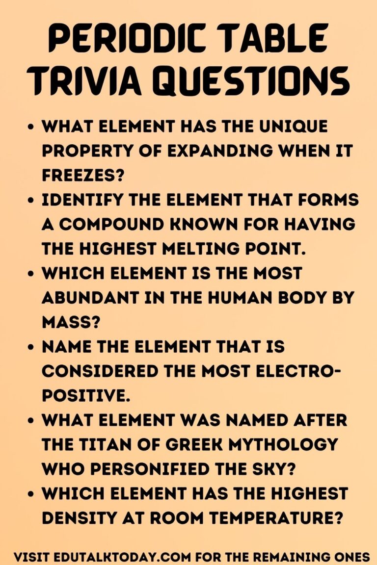 38 Periodic Table Trivia Questions - EduTalkToday