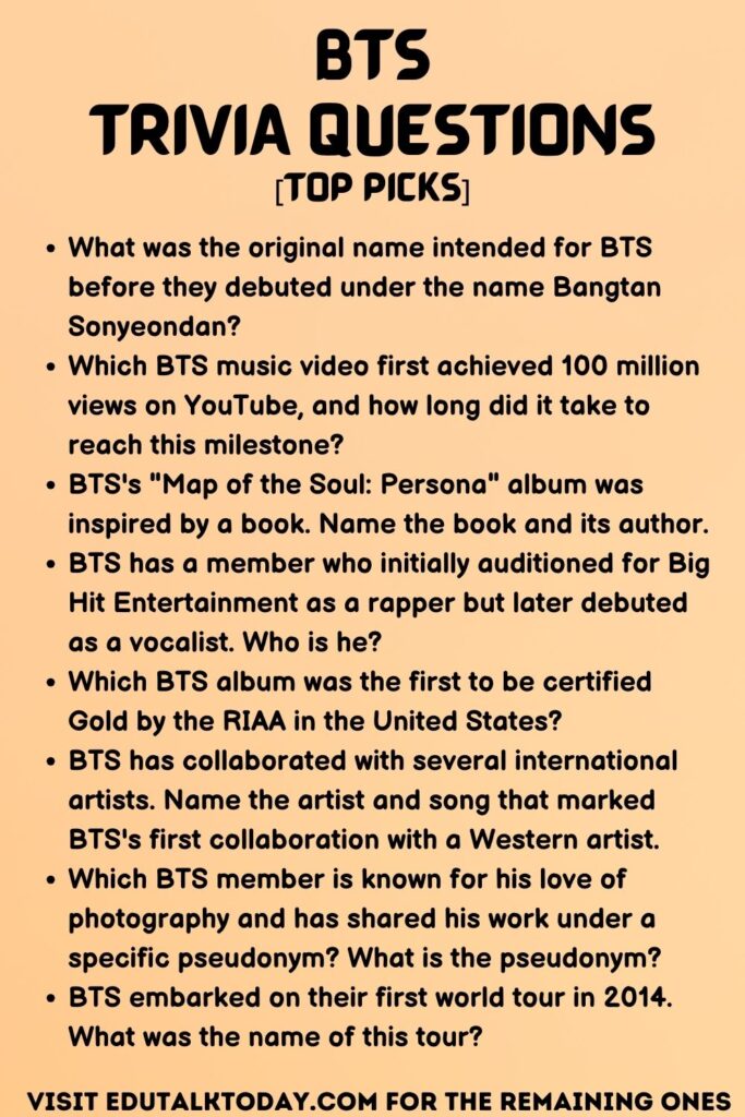 42 BTS Trivia Questions - EduTalkToday