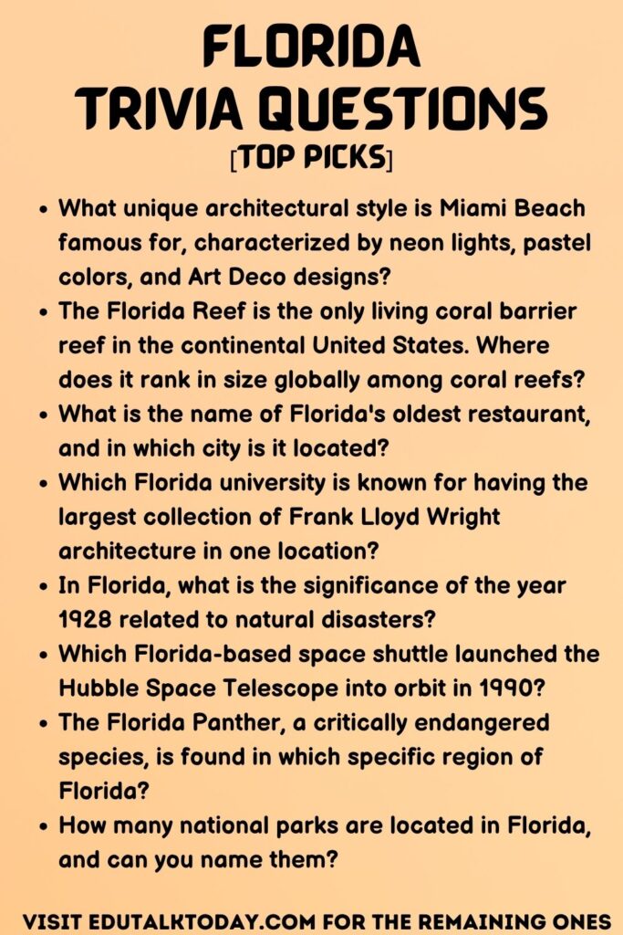 39 Florida Trivia Questions - EduTalkToday
