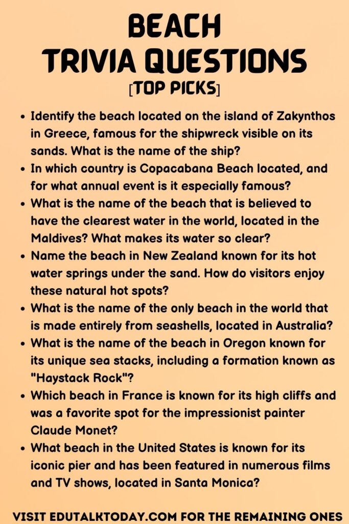 41 Beach Trivia Questions - EduTalkToday