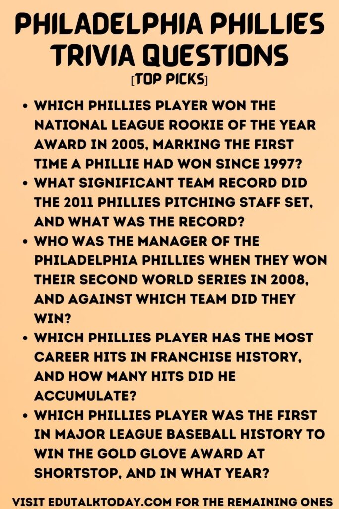 27 Philadelphia Phillies Trivia Questions - EduTalkToday