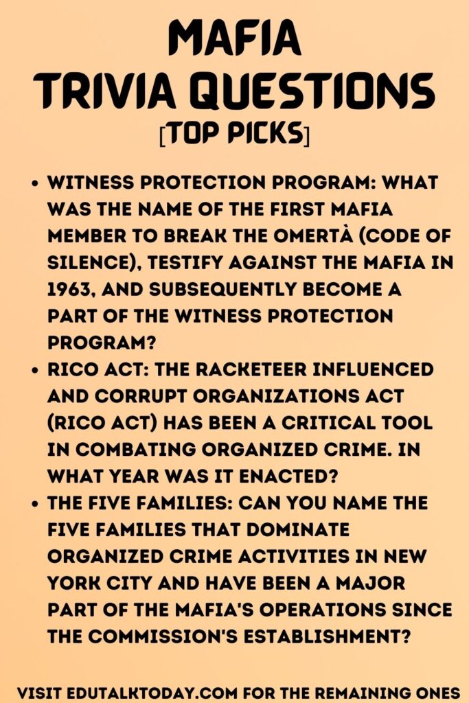 31 Mafia Trivia Questions - EduTalkToday