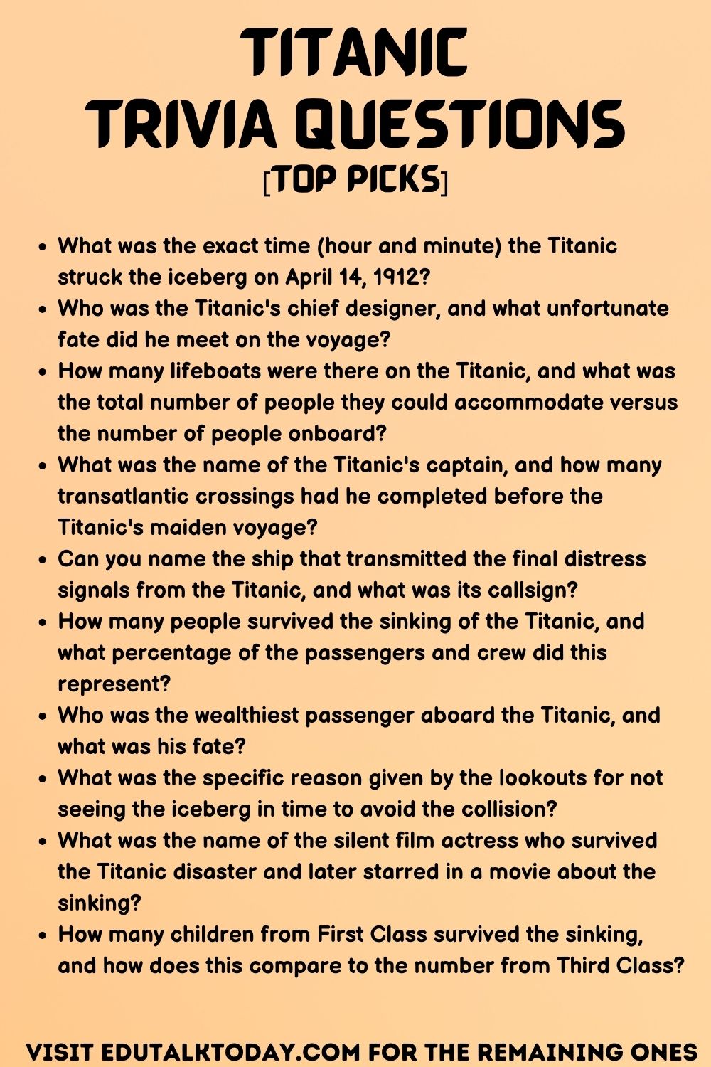 28 Titanic Trivia Questions - EduTalkToday