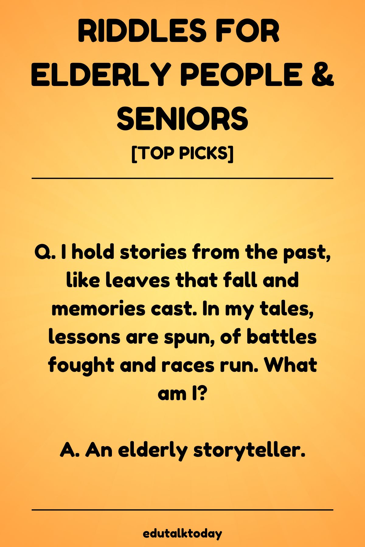 90 Riddles for Elderly People and Seniors - EduTalkToday