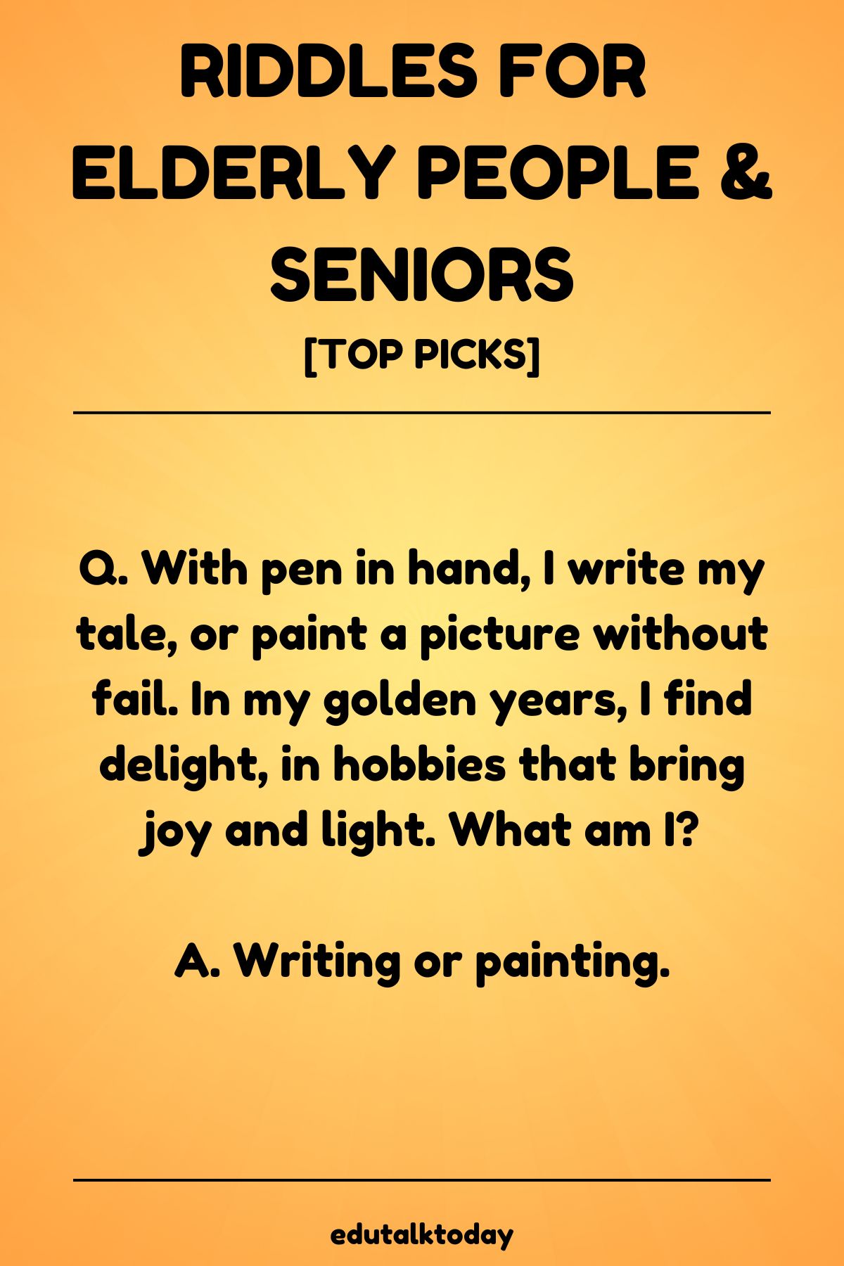90 Riddles for Elderly People and Seniors - EduTalkToday